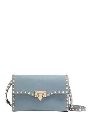 Valentino Garavani Rockstud Grainy Calfskin Crossbody Bag - Stone
