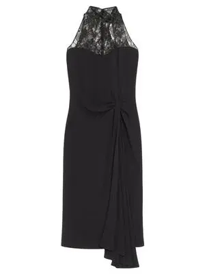 Valentino Garavani Georgette Midi Dress With Lace Detail - Black