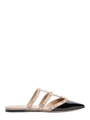 Valentino Garavani Rockstud Patent-leather Mule - Black/poudre