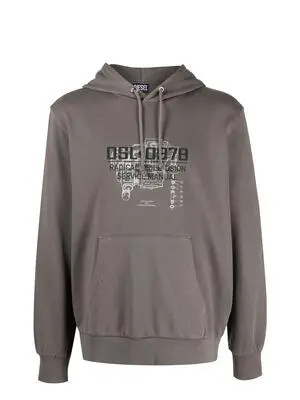 DIESEL® Slogan Print Cotton Hoodie - Grey
