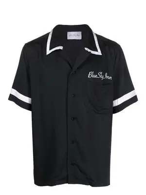 BLUE SKY INN Contrast-trim Embroidered Logo Shirt - Black