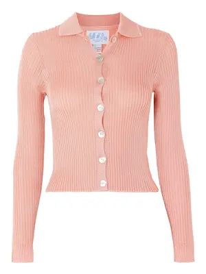 Calle Del Mar Ribbed-knit Cardigan - Pink