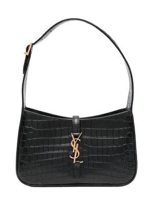 Saint Laurent Crocodile-effect Shoulder Bag - Black