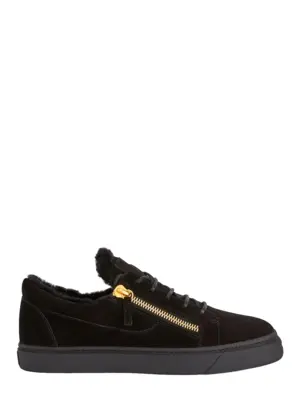GIUSEPPE ZANOTTI Frankie Shearling-trimmed Sneakers - Black