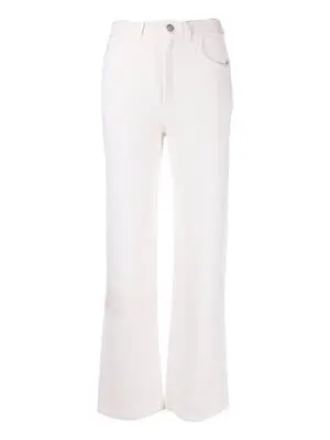 BARRIE Stitch Detail Flared Trousers - White