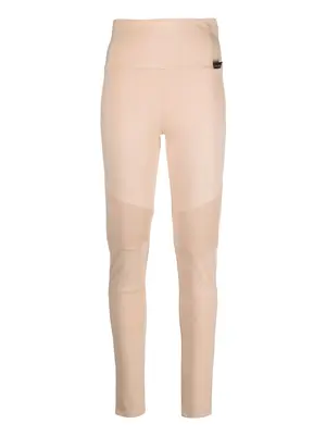 Philipp Plein Ribbed-panel Biker Leggings - Neutrals