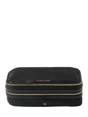 ANYA HINDMARCH Net Sustain Textured Leather-trimmed Econyl Jewelry Case - Black
