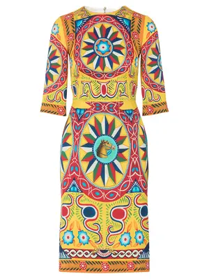 Dolce & Gabbana Carretto-print Midi Dress - Yellow
