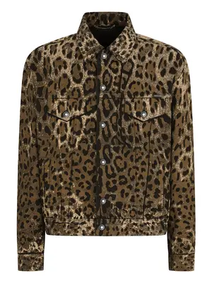 Dolce & Gabbana Leopard-print Denim Jacket - Brown