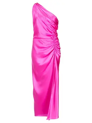 Michelle Mason Michelle Mason One-Shoulder Silk Dress Pink