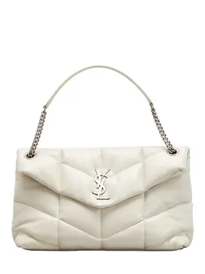 Saint Laurent Saint Laurent Lou Puffer Shoulder Bag White