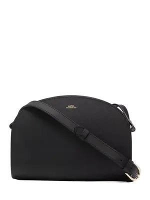 A.p.c. Demi Lune Saffiano Leather Bag - Black