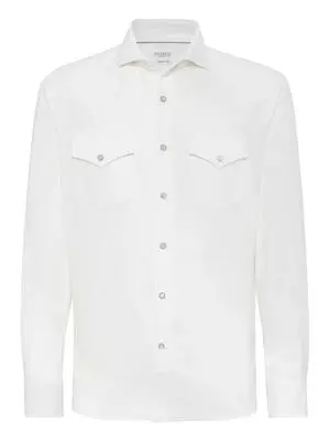 Brunello Cucinelli Corduroy Cotton Shirt - White