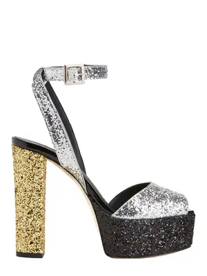 GIUSEPPE ZANOTTI 120mm Betty Glitter Platform Sandals - Silver