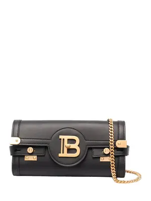 Balmain Leather Clutch With Logo Clasp - Black