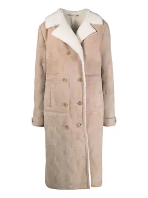 Philipp Plein Monogram-embossed Shearling Coat - Neutrals