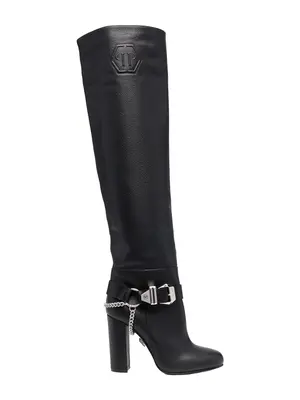 Philipp Plein Buckle-detail Knee-high Boots - Black