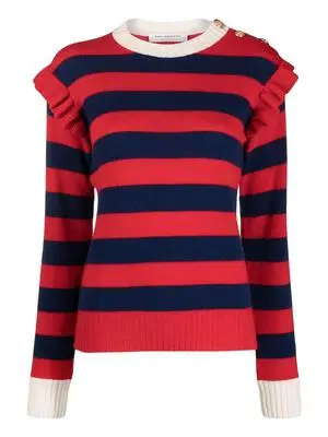 Philosophy Di Lorenzo Serafini Ruffle-trimmed Striped Jumper - Red