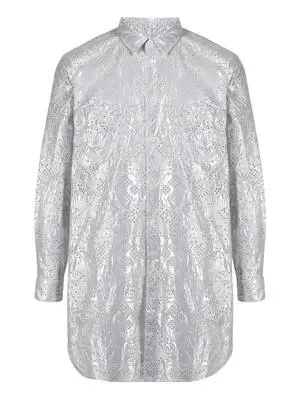 Comme Des Garçons Perforated-detail Long Shirt - Silver