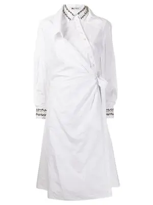Ports 1961 Cotton Asymmetric Wrap Dress - White