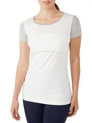 MODERN ETERNITY Maternity/nursing Tee - Eggshell/greymix Melange