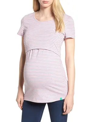 MODERN ETERNITY Maternity/Nursing Tee Grey/ Pink