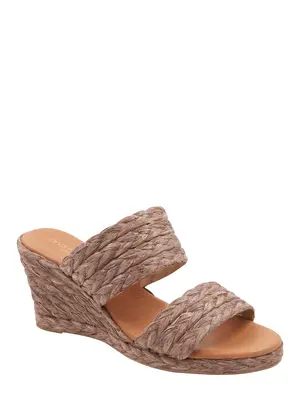 Andre Assous André Assous Nolita Raffia Wedge Slide Sandals Espresso