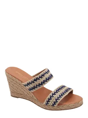 Andre Assous André Assous Nolita Raffia Wedge Slide Sandals Navy