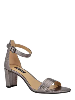 Nine West Nine West Pruce Ankle Strap Sandal Pewter Lizard