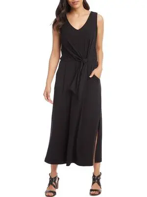 Karen Kane Sleeveless Tie Front Midi Dress - Black