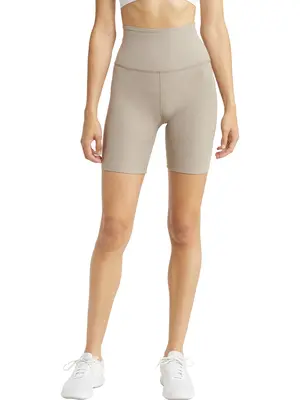 Beyond Yoga Beyond Yoga High Waisted Biker Shorts Birch Heather