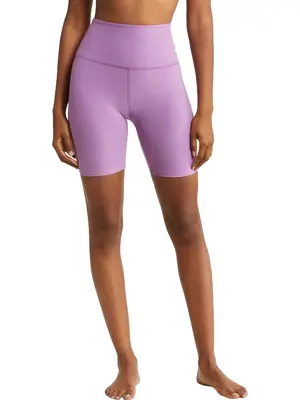 Beyond Yoga Beyond Yoga High Waisted Biker Shorts Bright Iris Heather