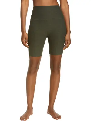 Beyond Yoga Beyond Yoga High Waisted Biker Shorts Eden Green Heather