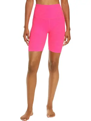Beyond Yoga Beyond Yoga High Waisted Biker Shorts Electric Pink Heather