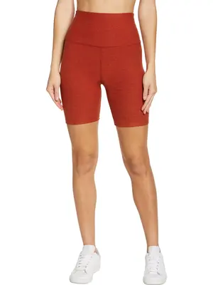 Beyond Yoga Beyond Yoga High Waisted Biker Shorts Orange Jasper Heather