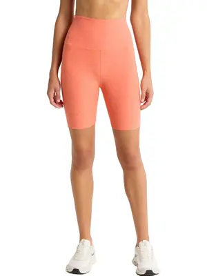 Beyond Yoga Beyond Yoga High Waisted Biker Shorts Radiant Coral Heather