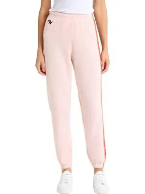 Aviator Nation Stripe Track Pants - Light Pink/ Purple Orange