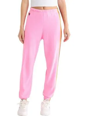 Aviator Nation Stripe Track Pants - Light Pink/green White