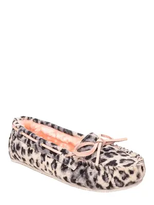 Minnetonka Minnetonka Cally Slipper Grey Leopard Print