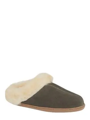 Minnetonka Sheepskin Mule Slipper - Grey Suede