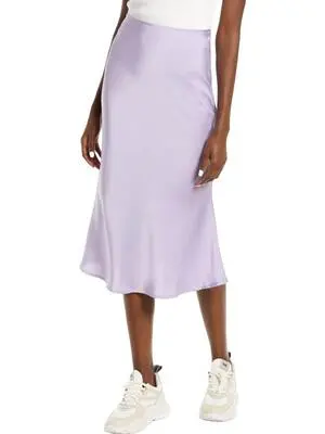 AMY LYNN Bias Cut Satin Midi Skirt - Lilac