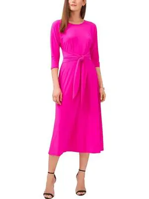 Chaus Tie Front Midi Dress - Fiercely Fuchsia