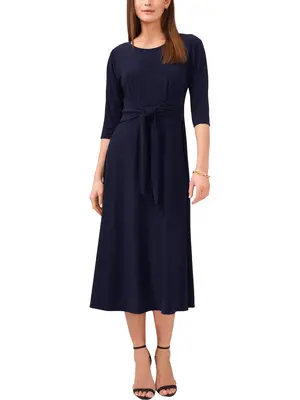 Chaus Chaus Tie Front Midi Dress Navy