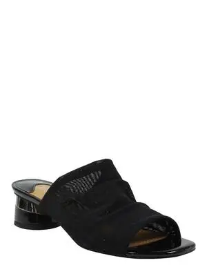 J. Reneé Banan Block Heel Sandal - Black Stretch Fabric