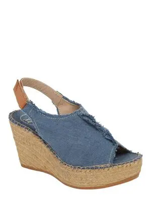 TONI PONS Toni Pons Lugano Espadrille Wedge Sandal Blue Fabric