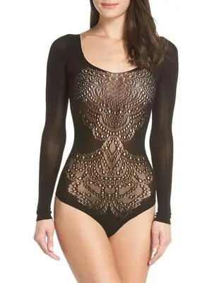 HAUTY Lace Thong Bodysuit - Black