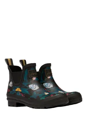 Joules Wellibob Short Chelsea Rain Boot Black Butterfly
