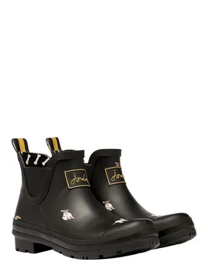 Joules Wellibob Short Chelsea Rain Boot Black Dog