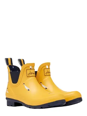 Joules Wellibob Short Chelsea Rain Boot Gold Ducks
