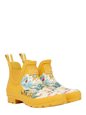 Joules Wellibob Short Chelsea Rain Boot Gold Floral
